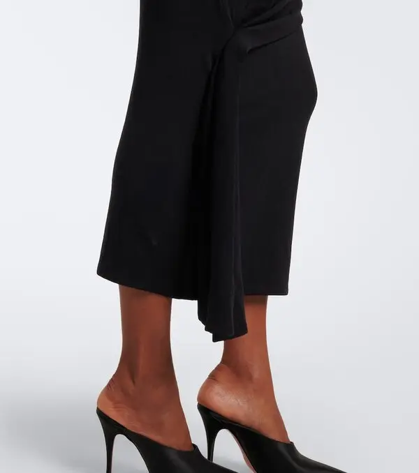 MUGLER Draped Wool-blend Jersey Midi Dress