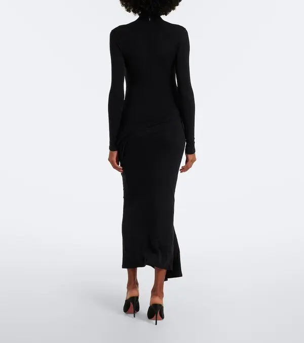 MUGLER Draped Wool-blend Jersey Midi Dress