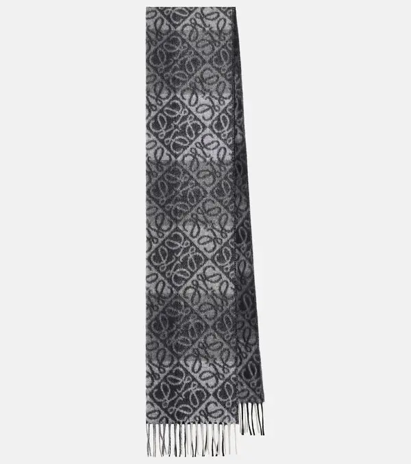 Loewe Anagram Wool And Cashmere Scarf - Black