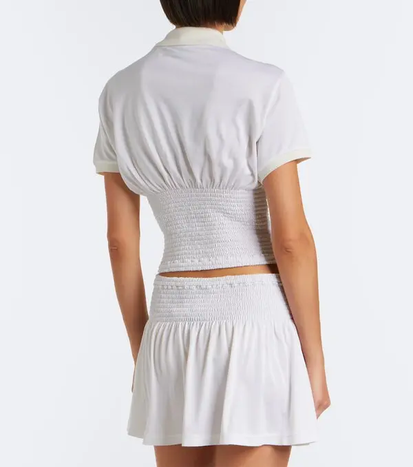 Gucci Shirred Silk Polo Top