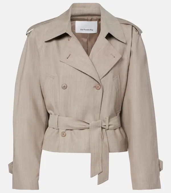 THE FRANKIE SHOP Melange Belted Wool Double-breasted Jacket - Beige