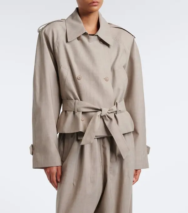 THE FRANKIE SHOP Melange Belted Wool Double-breasted Jacket