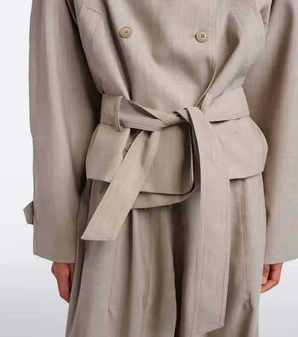 THE FRANKIE SHOP Melange Belted Wool Double-breasted Jacket