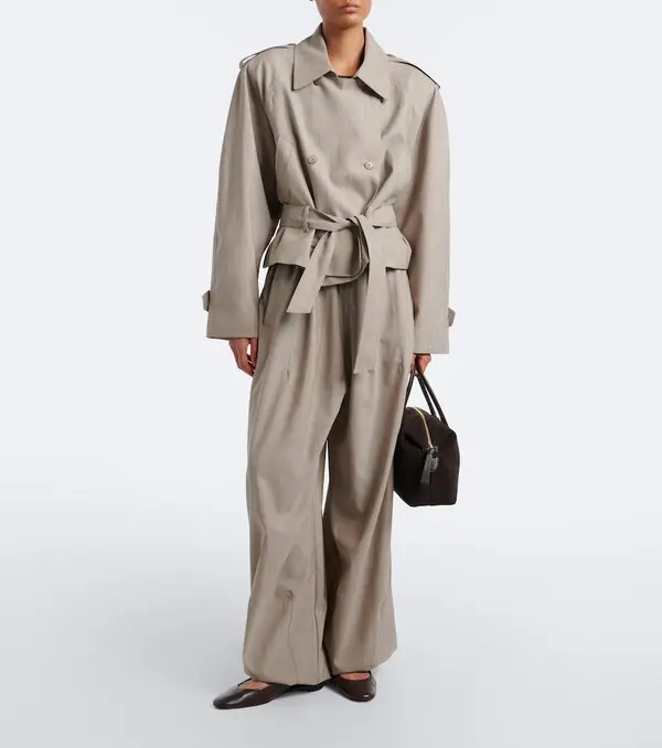 THE FRANKIE SHOP Melange Belted Wool Double-breasted Jacket