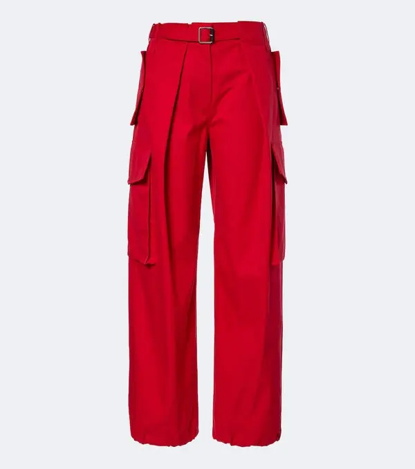 Loewe Cotton And Silk Cargo Pants - Red