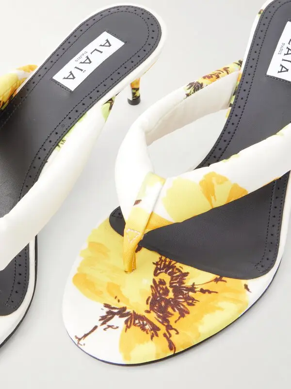 Alaïa Tong 55 Patent Leather-trimmed Sandals - Yellow