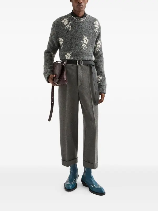 JIL SANDER Floral Intarsia Crew Neck Jumper