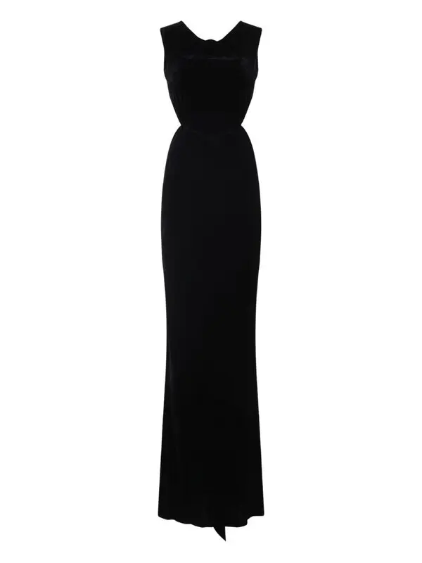 Rick Owens Velvet Maxi Dress With Cut-out Detail