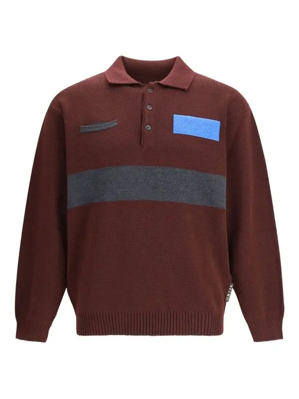 GR10K Striped Logo Polo Sweater