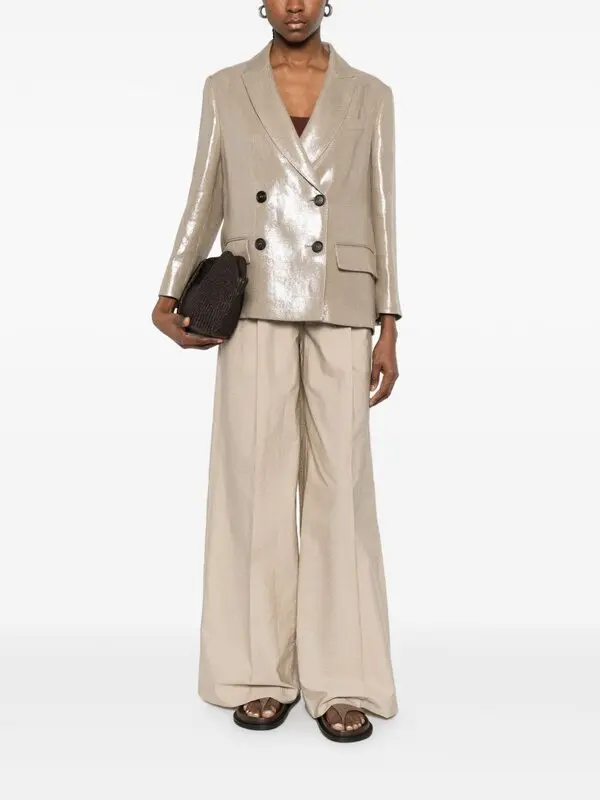 Brunello Cucinelli Linen Double-breasted Jacket With Peak Lapels