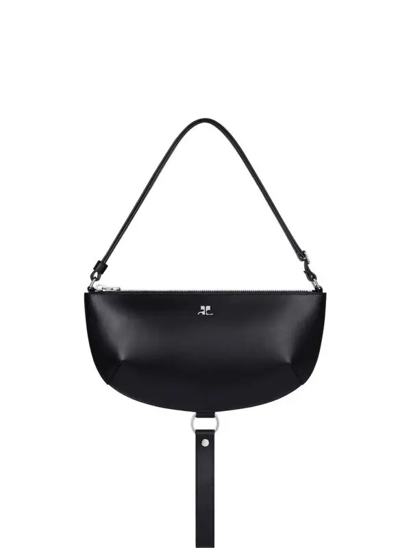 COURREGES Leather Half-moon Shoulder Bag - Black