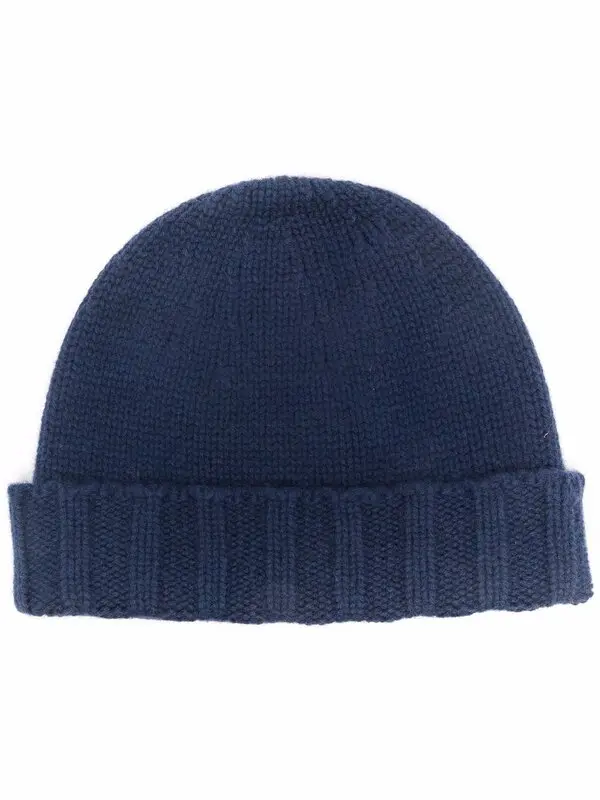 DRUMOHR Ribbed Wool Beanie - Blue