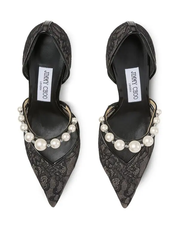 JIMMY CHOO Aurelie Lace Pumps With Pearl Embellishments