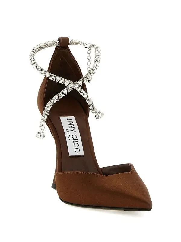 JIMMY CHOO Stevie Embellished Pumps With Adjustable Anklet