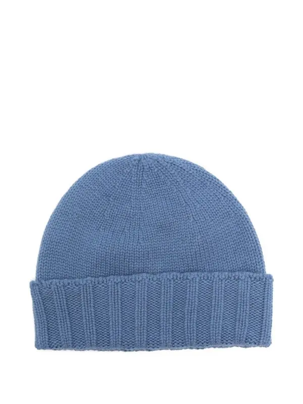 DRUMOHR Ribbed Wool Beanie - Blue