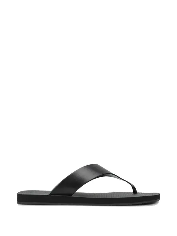 THE ROW Dune Leather Flip Flops - Black