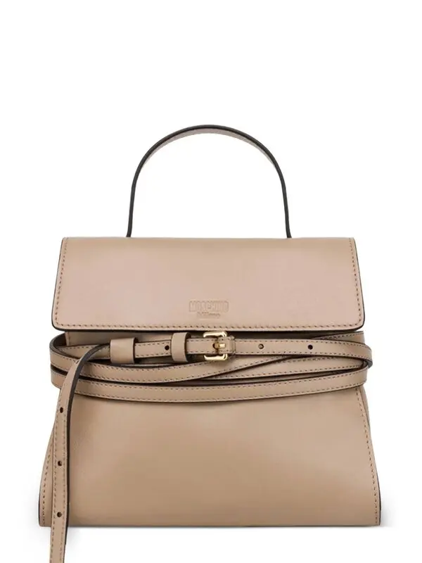 Moschino Tie Me Small Leather Handbag - Beige
