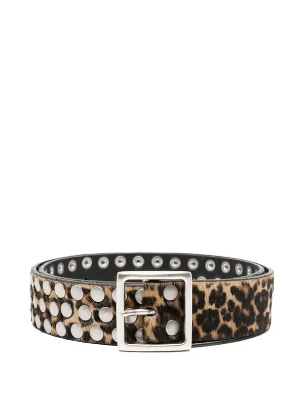 GOLDEN GOOSE Leo Studded Leather Belt - Brown