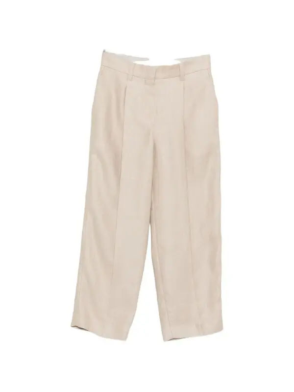 Brunello Cucinelli Linen Cropped Trousers With Front Pleats