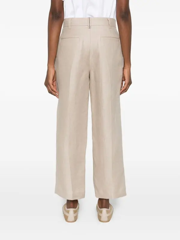 Brunello Cucinelli Linen Cropped Trousers With Front Pleats