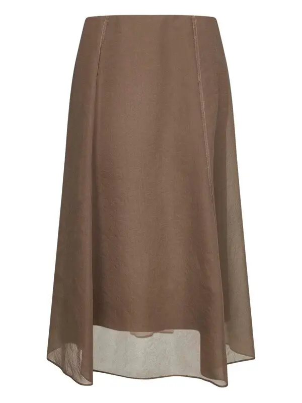 Brunello Cucinelli Silk Midi Skirt
