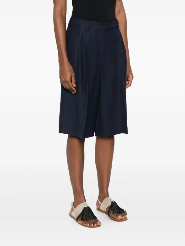 Brunello Cucinelli Linen Blend Pleated Bermuda Shorts