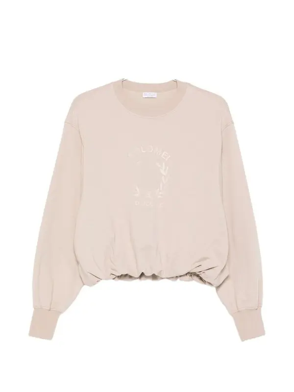 Brunello Cucinelli Cotton Crewneck Sweatshirt With Graphic Print - Brown