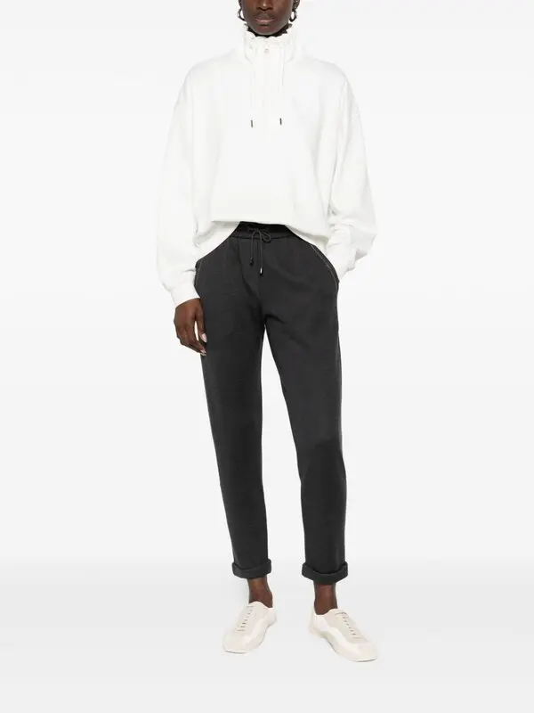 Brunello Cucinelli Cotton And Silk Blend Trousers - Black