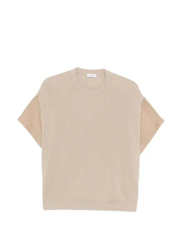Brunello Cucinelli Ribbed Knit T-shirt - Beige