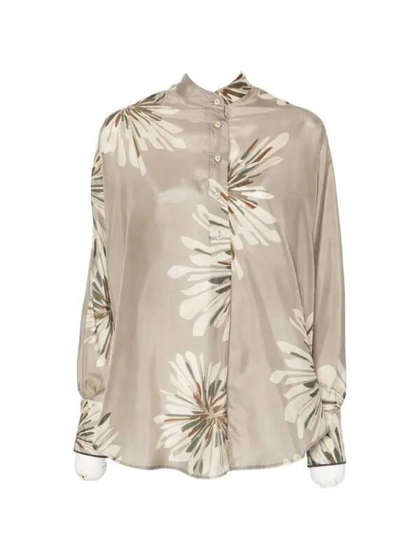 Brunello Cucinelli Printed Silk Shirt