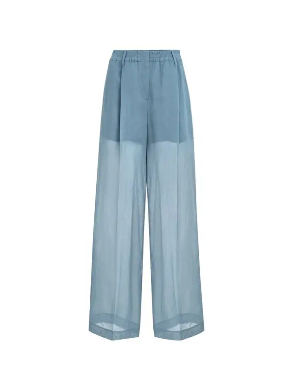 Brunello Cucinelli Cotton Wide Leg Trousers - Blue