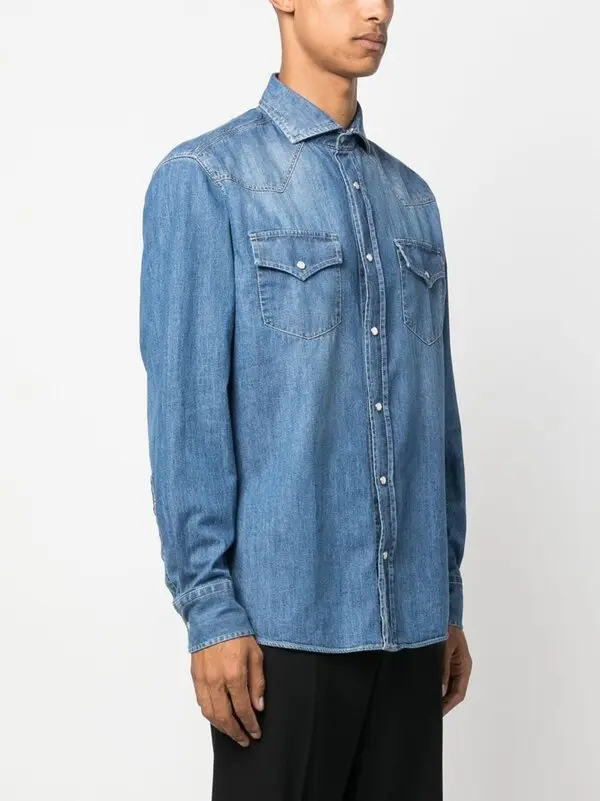 Brunello Cucinelli Denim Cotton Shirt - Blue