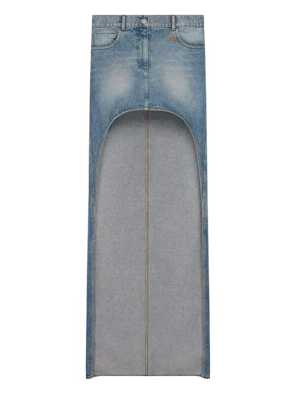 COURREGES Denim Cotton Maxi Skirt