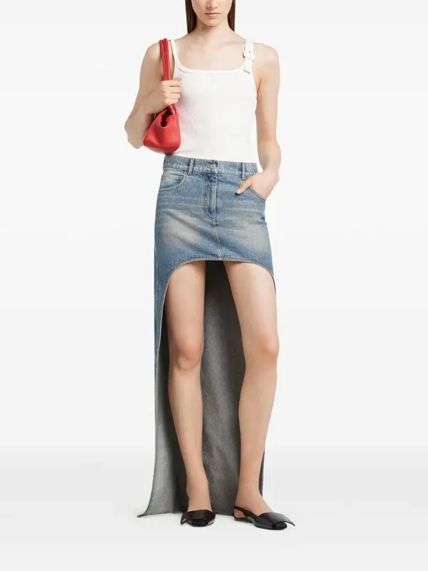 COURREGES Denim Cotton Maxi Skirt