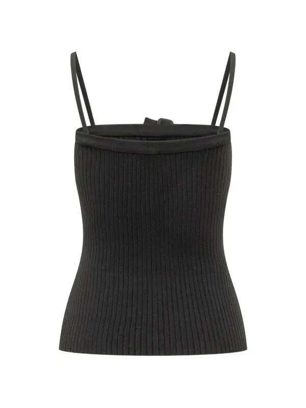COURREGES Ribbed Tank Top With Buckle Straps - Black