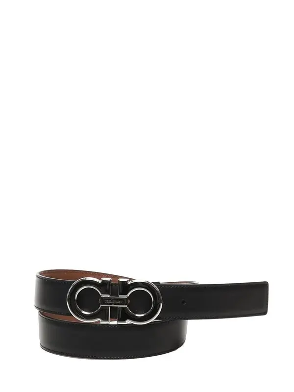 FERRAGAMO Reversible Gancini Belt - Black