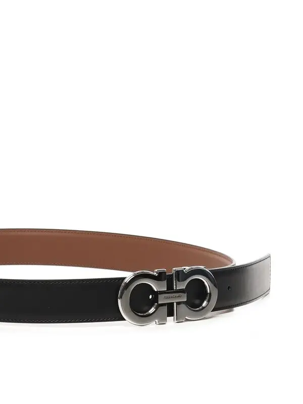 FERRAGAMO Reversible Gancini Belt - Black