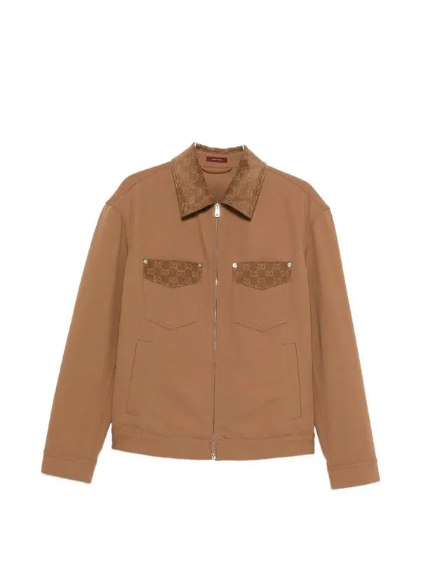 Gucci Cotton Jacket With Patterned Collar And Pockets