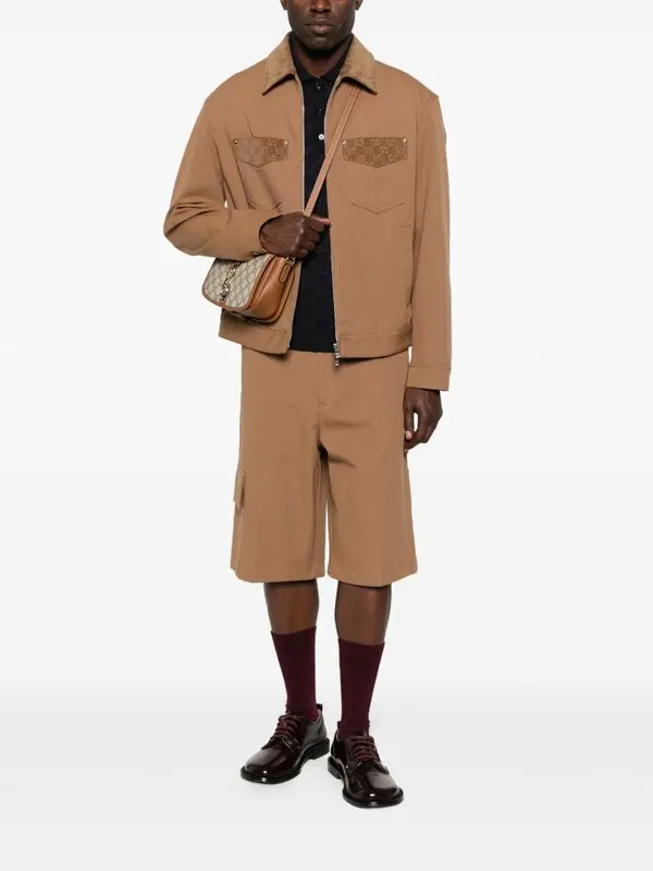Gucci Cotton Jacket With Patterned Collar And Pockets
