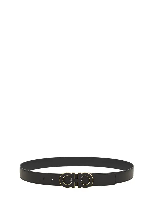 FERRAGAMO Reversible Gancini Belt - Black