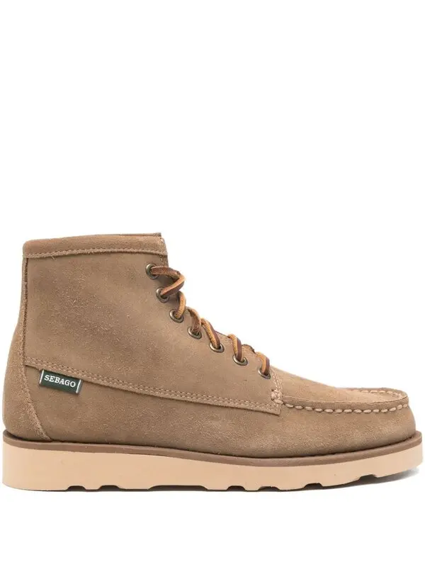 SEBAGO Striged Leather Ankle Boot - Beige
