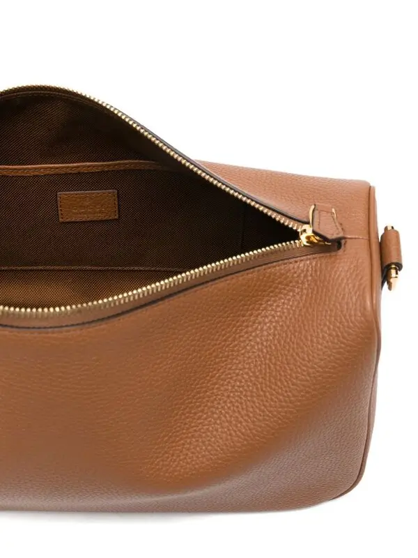 Gucci Half Horsebit Medium Leather Shoulder Bag - Brown