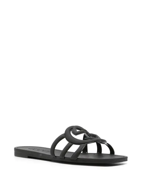 Gucci Gg Interlocking Slides - Black