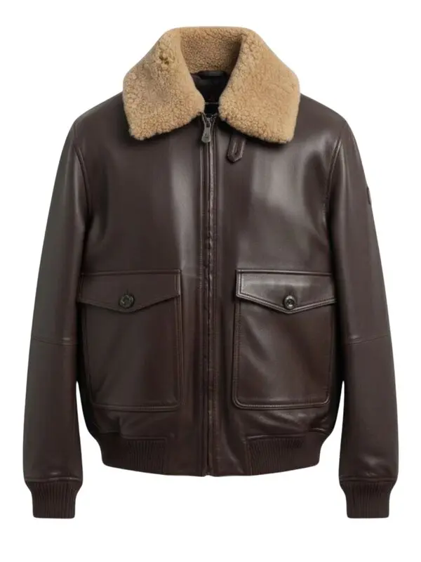 Peuterey Leather Jacket With Shearling Collar