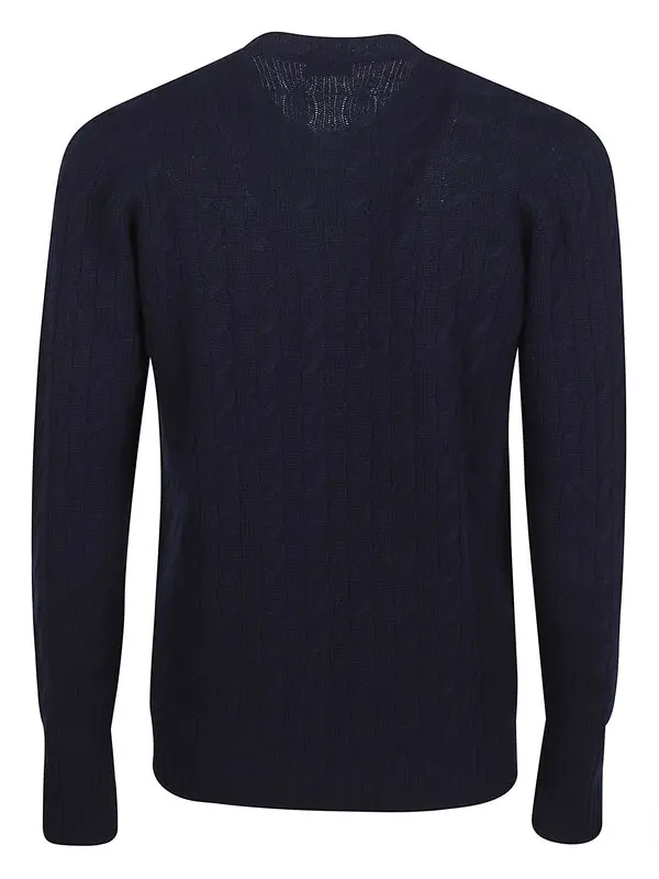 DRUMOHR Round Neck Long Sleeve Sweater - Blue