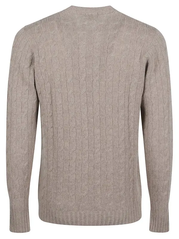 DRUMOHR Roundneck Braided Wool Sweater - Beige