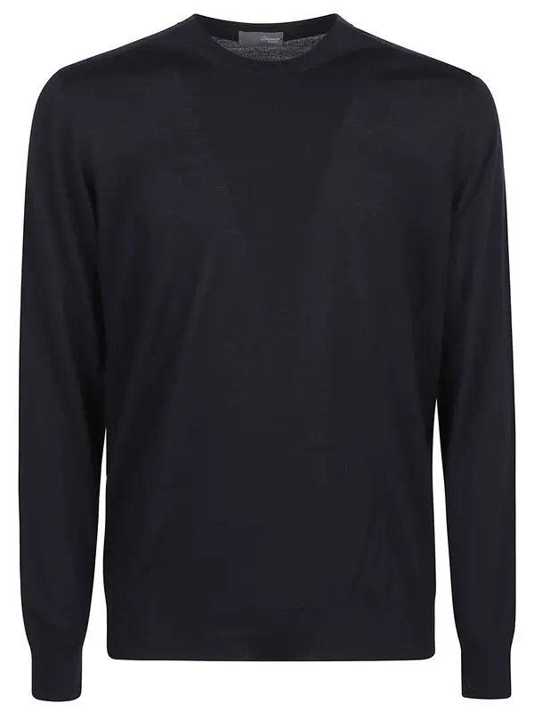 DRUMOHR Round Neck Long Sleeve Sweater - Blue
