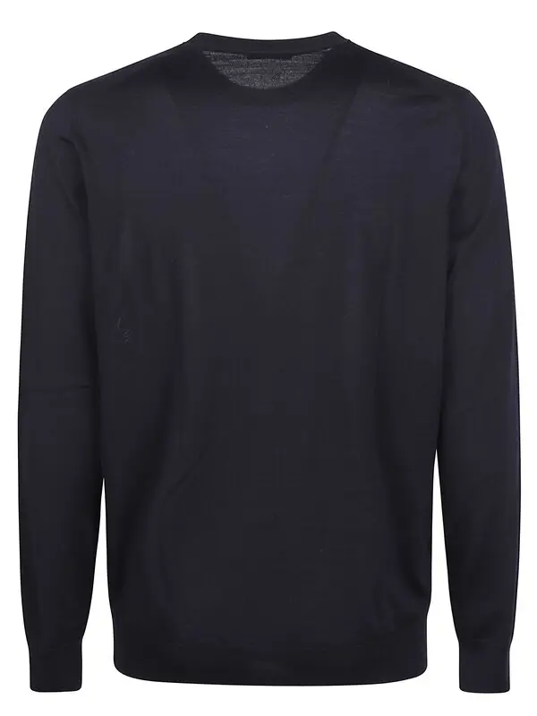 DRUMOHR Round Neck Long Sleeve Sweater - Blue