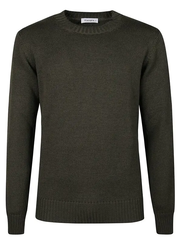 KANGRA Round Neck Fine Wool Sweater - Green