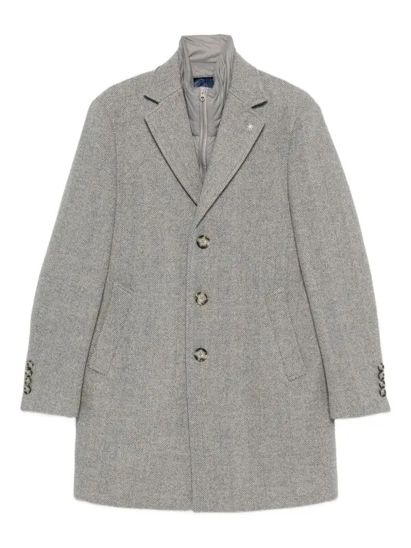 MANUEL RITZ Wool Coat With Herringbone Pattern